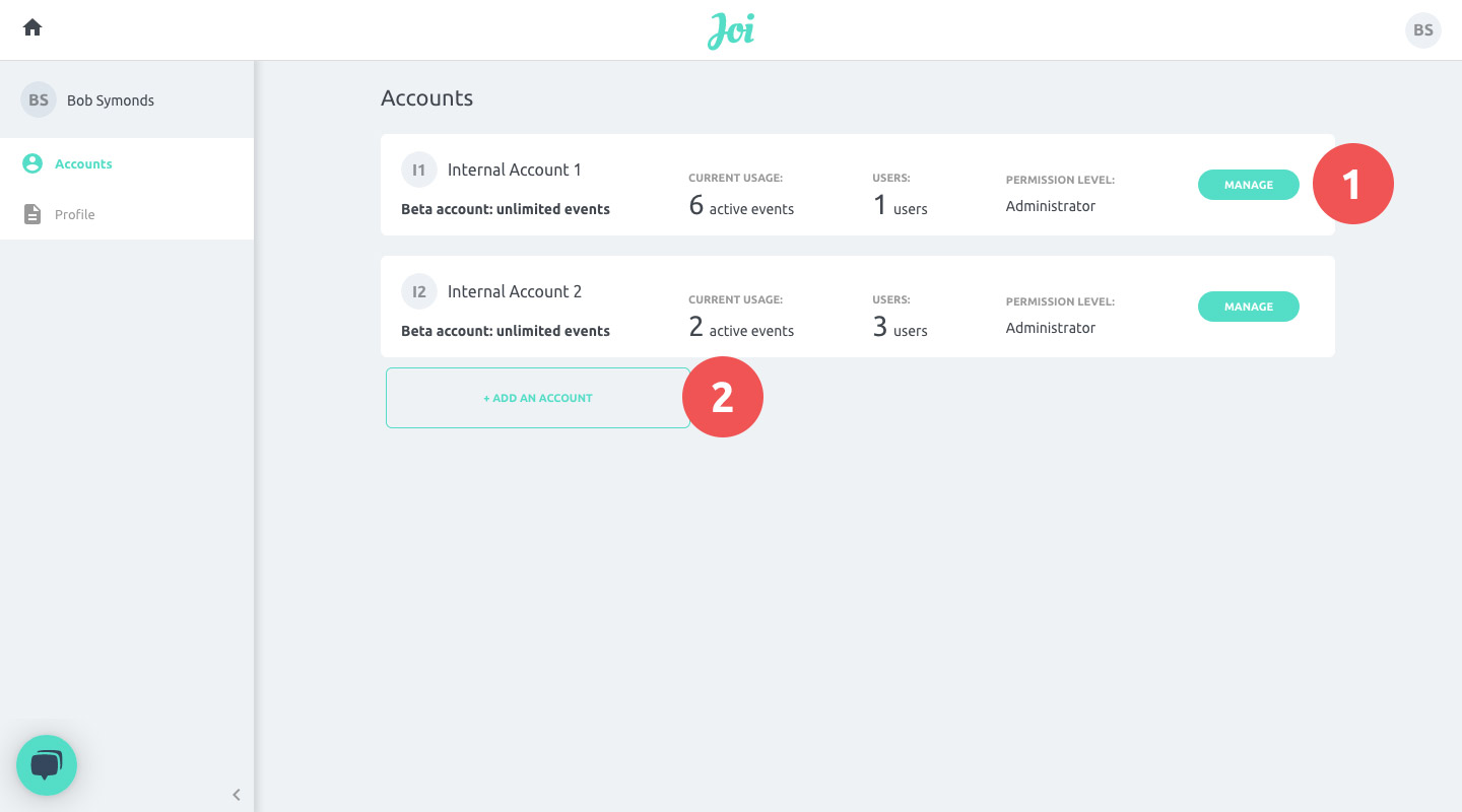 Managing Your Accounts | Quickstart Guide • Joi
